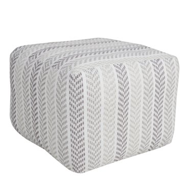 LR Home Small Over-tufted Geometric Indoor Square Pouf, Cream, 18" x 18 ...