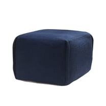 LR Home Small Over-tufted Diamond Indoor Square Pouf, Ivory/Black, 18 ...