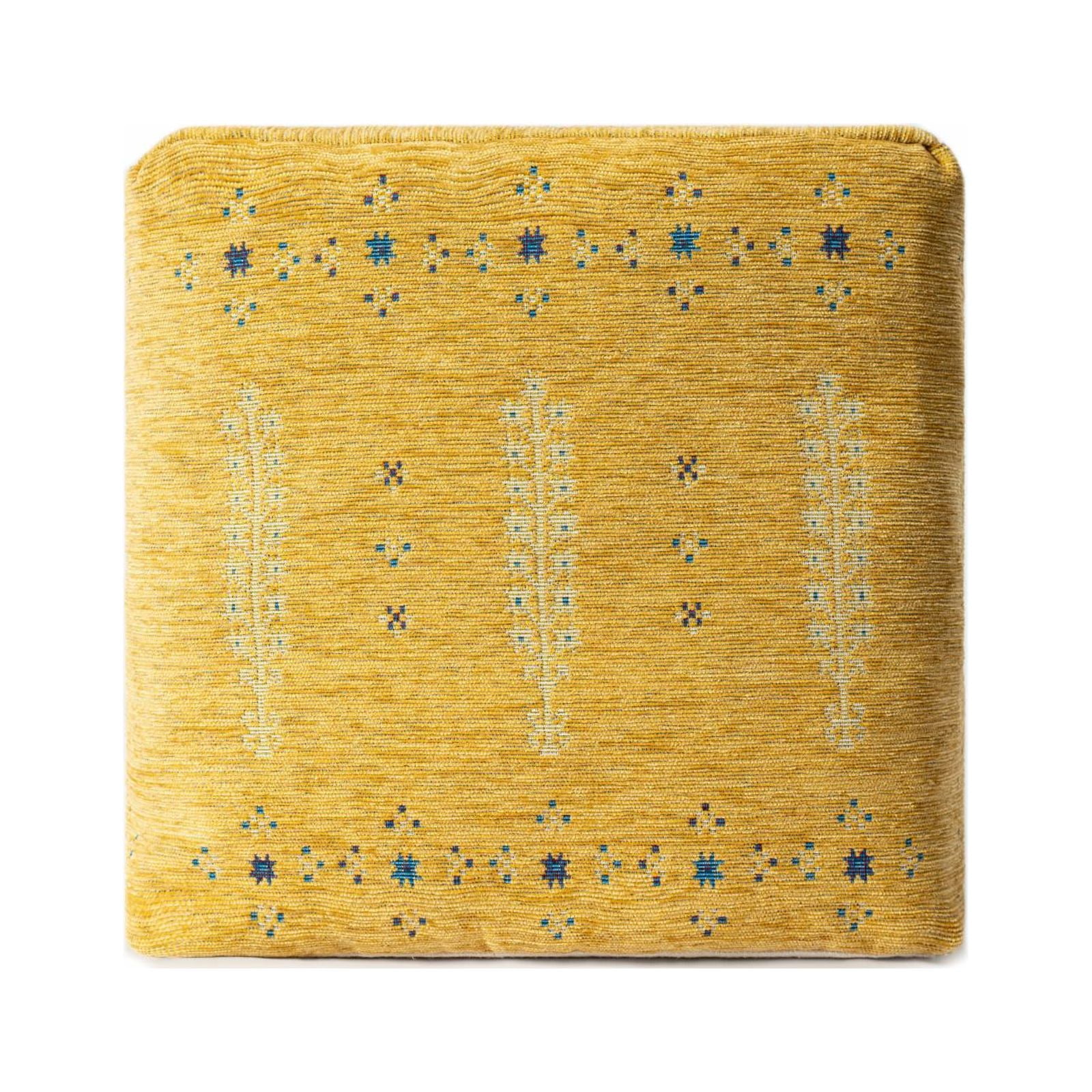 Lr Home Verona Yellow Blue Geometric Stars Square Pouf Ottoman, 18 x 18 ...