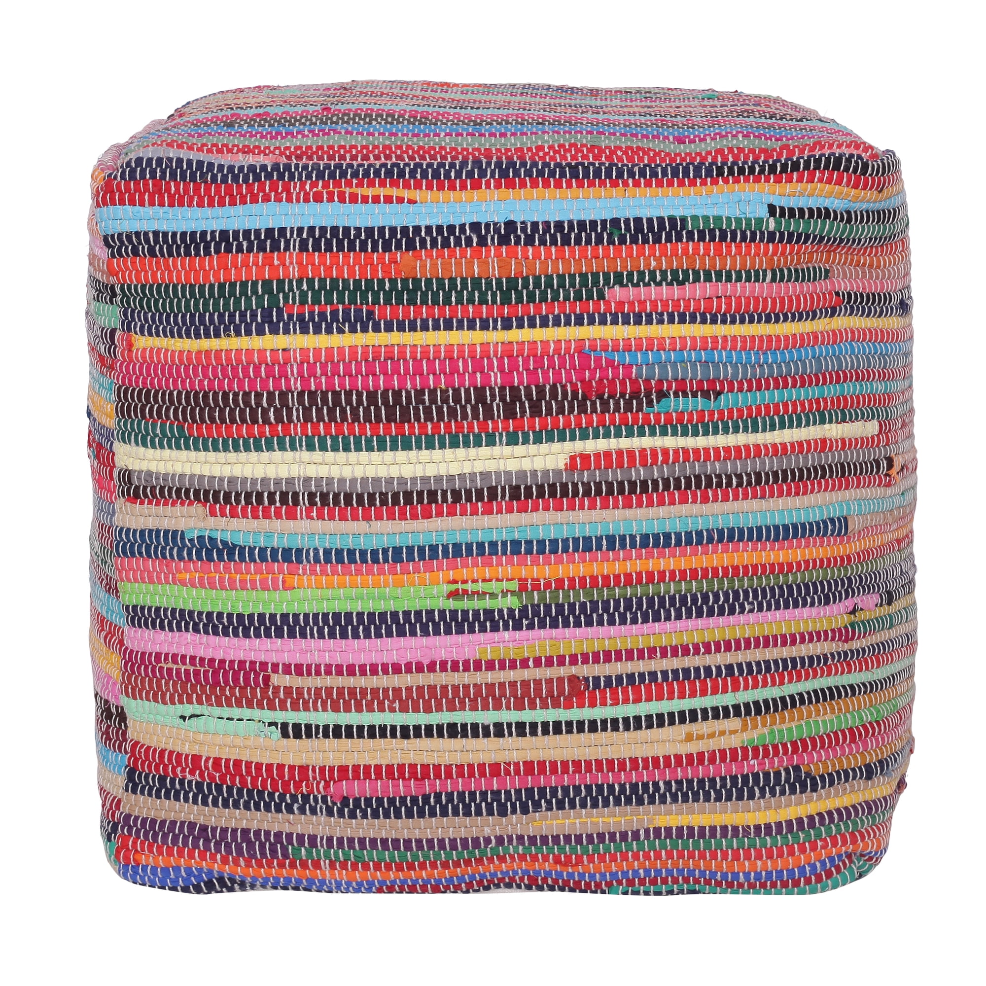 LR Home Square Whimsical Rainbow Recycled Chindi Medium-Sized Indoor ...