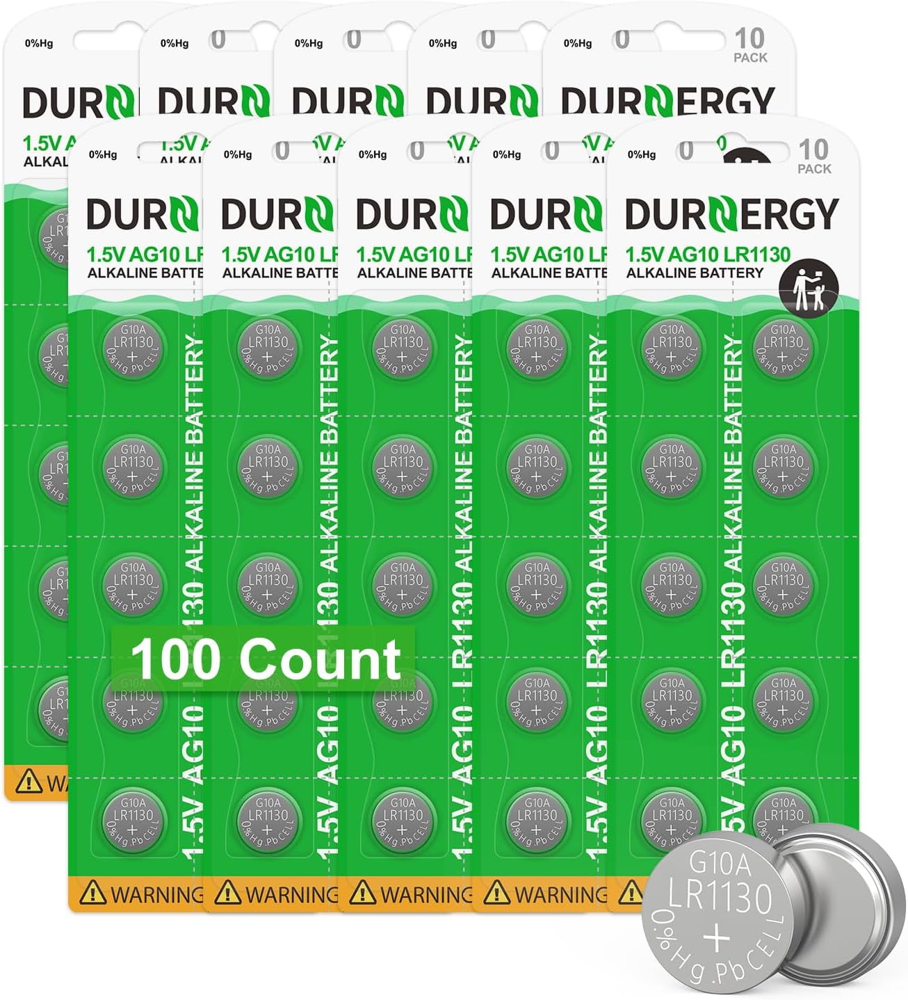 LR1130 Battery 100 Pack, AG10 Button Cell Batteries, 389 Watch Battery ...