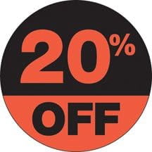 LR2P20 Retail 20% Percent Off 2" inch Label Sale Price Stickers 250 Per ...