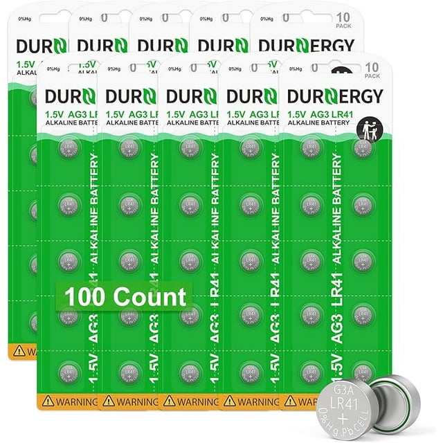 LR41 Batteries 100 Pack, 384 392 Watch Battery 1.5 Volt Alkaline Battery, AG3 Button Cell ...