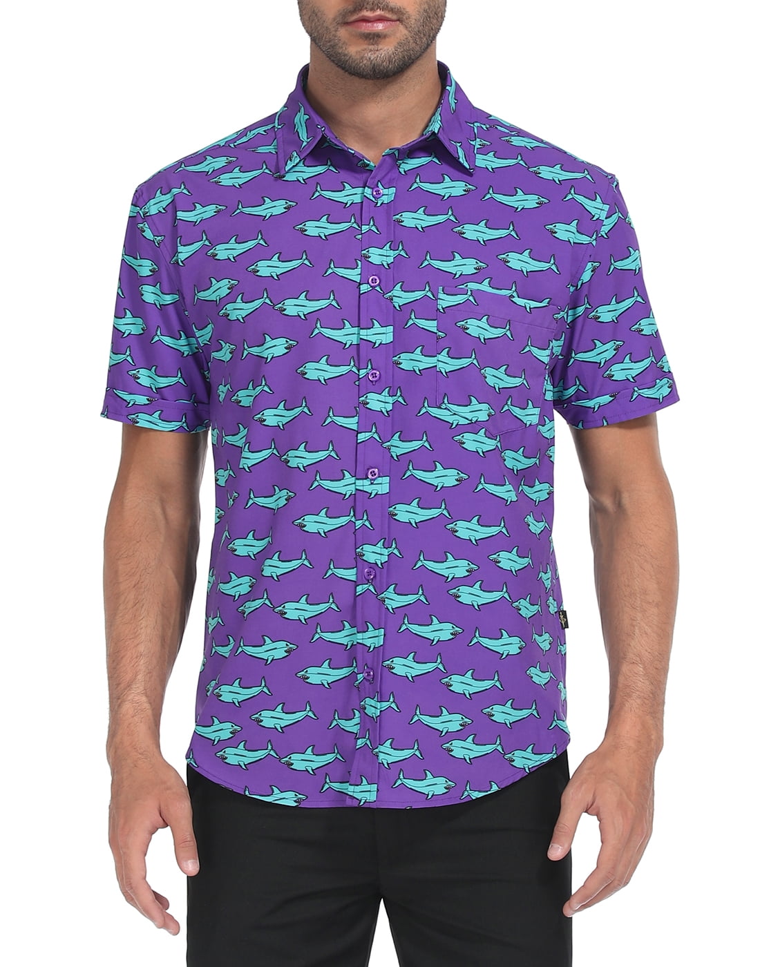LRD Men's Novelty Casual Button Down Shirt Short Sleeve Hawaiian Dress ...