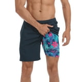 LRD Men's Swim Trunks with Compression Liner 7 Inch Inseam Navy Blue ...