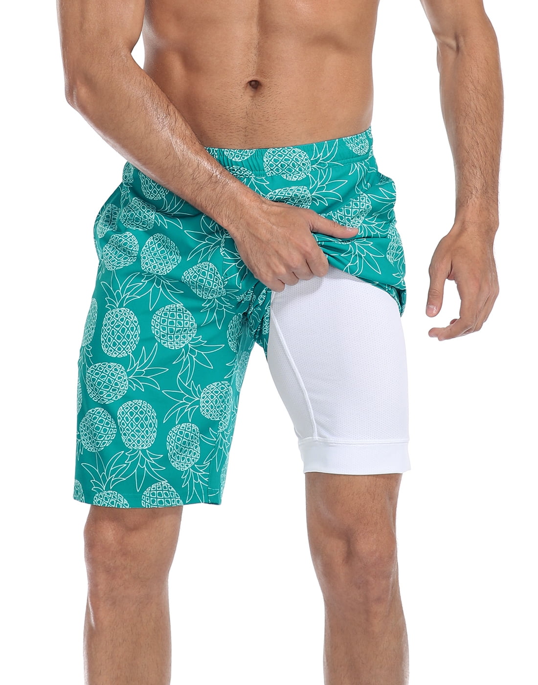 Lrd Mens Swim Trunks With Compression Liner 9 Inch Inseam Board Short