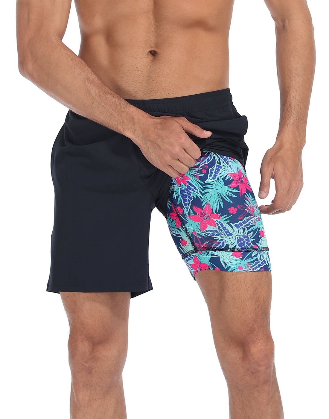 LRD Mens Athletic Workout Shorts with Compression Liner 7 inch Inseam ...