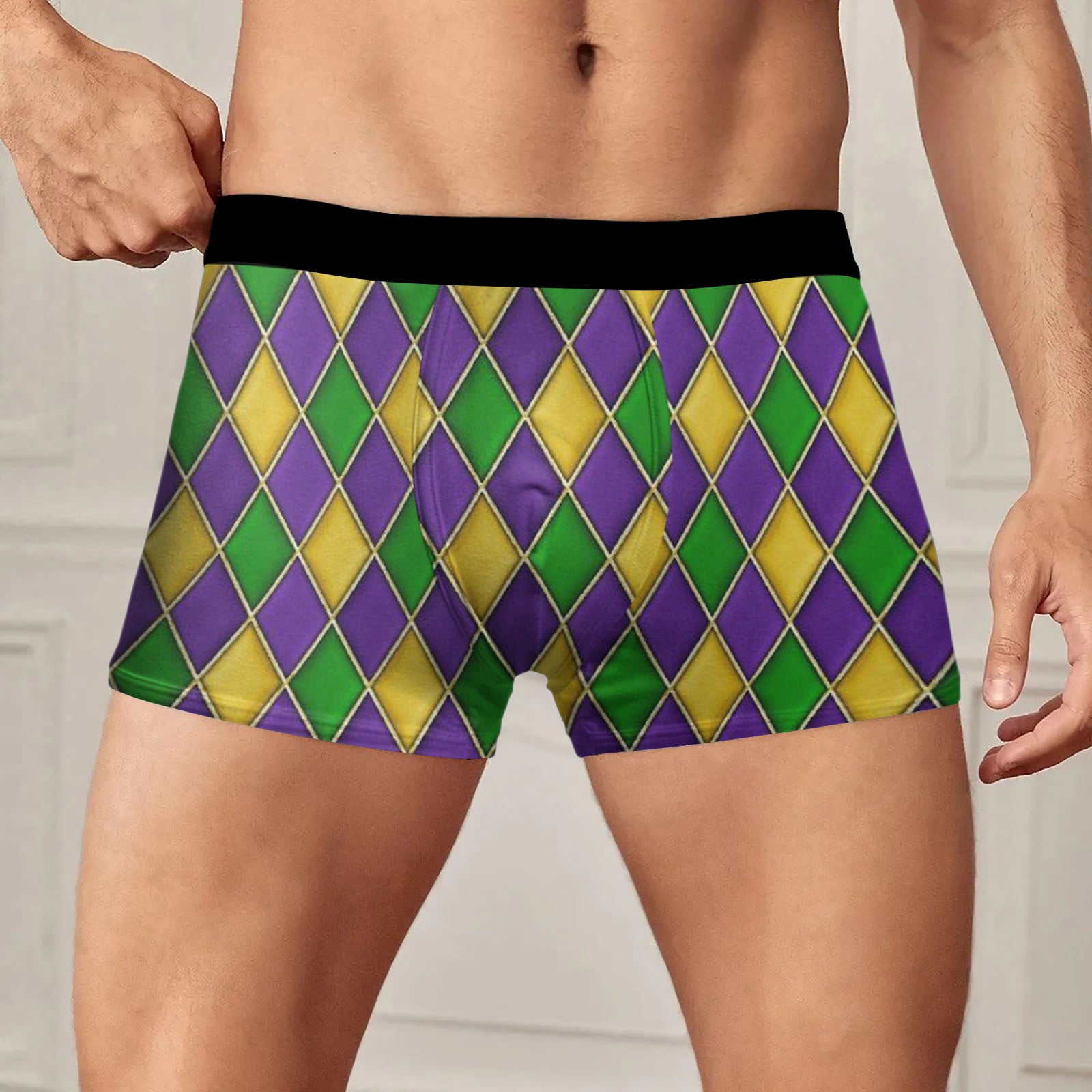 Lrjteng Mens Carnival Underwear Breathable Trend Novel Digital 3d Printed Boxers Underwear