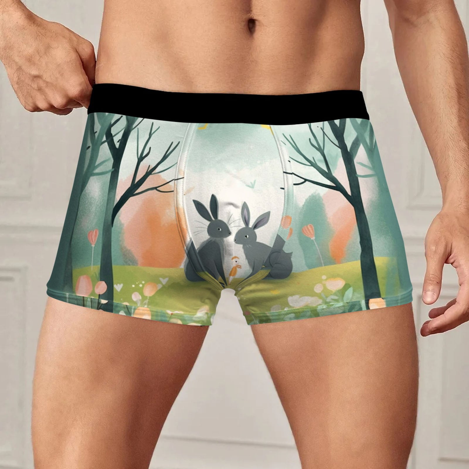 Lrjteng Mens Underwear Breathable Trend Novel Digital 3d Printed