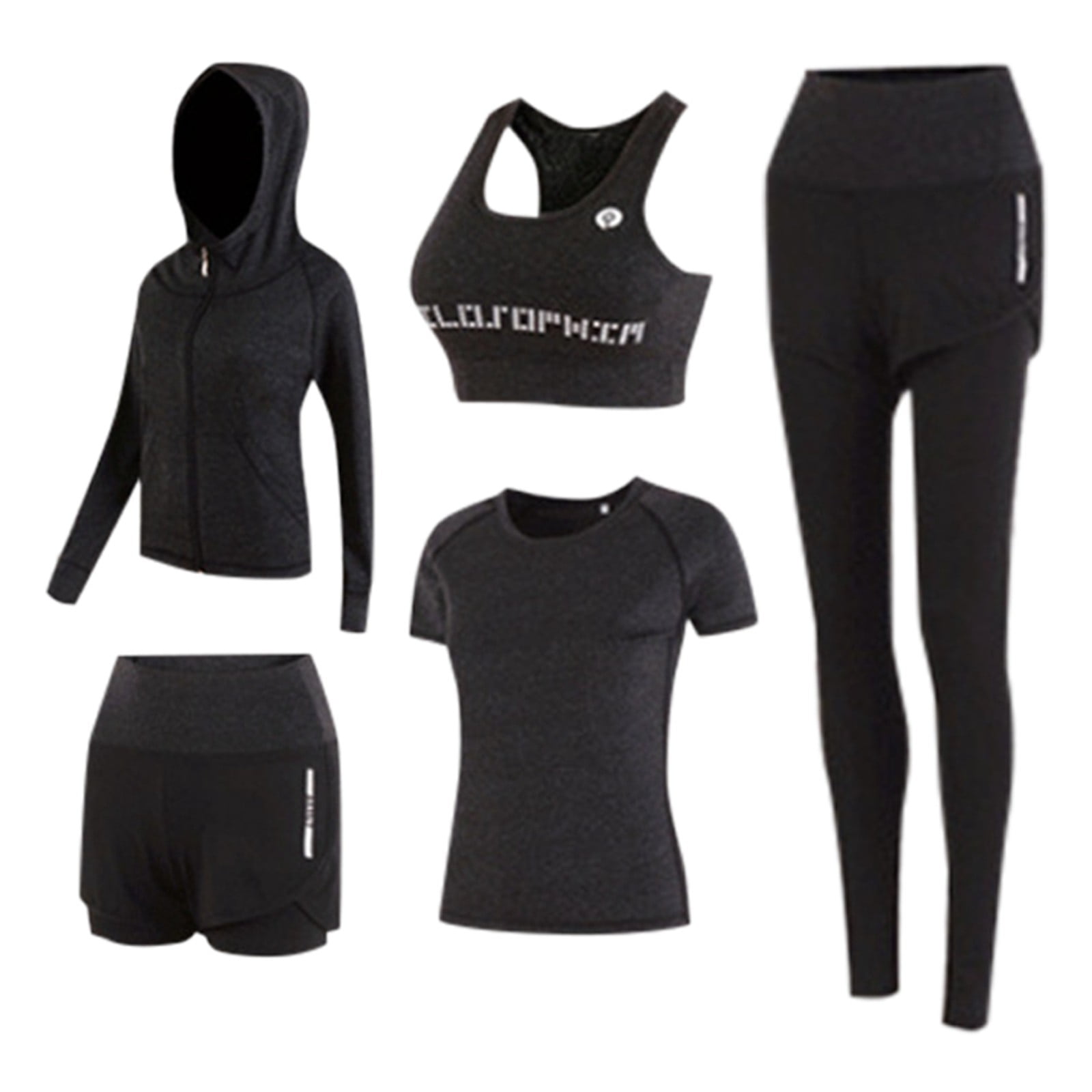 LRKMVD Workout Sets for Women 5 Piece Yoga Exercise Gym Outfits Sport ...