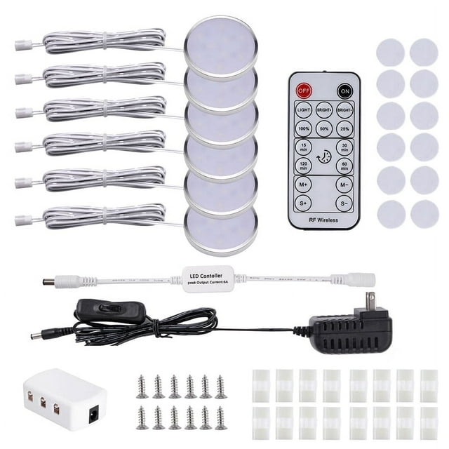 LRLITE LED Under Cabinet Puck Light 6 Pack,Under Counter Lights With ...