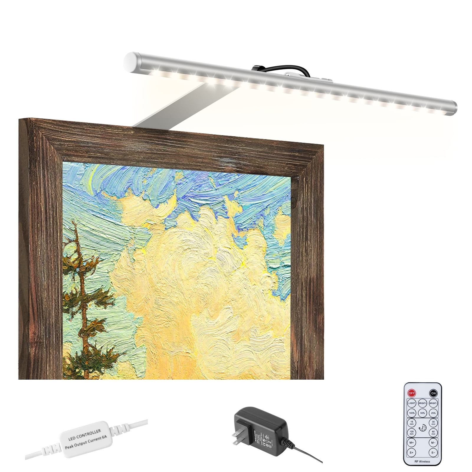 LRLITE LED Picture Light with Remote, Rotatable Tube, Dimmable, Timer ...