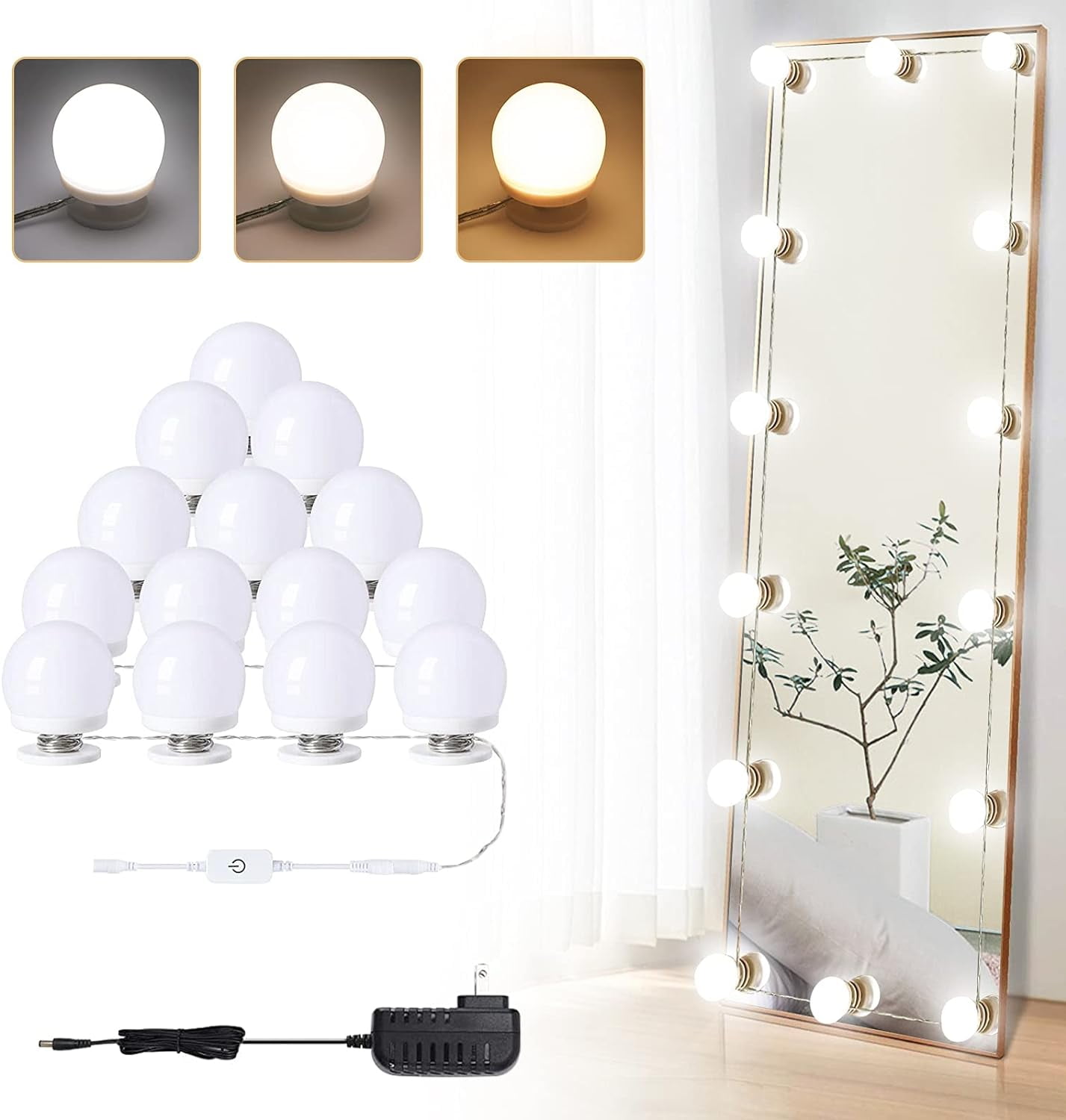 LRLITE Vanity Lights for Mirror, 14 LED Bulbs Hollywood Makeup Lights ...