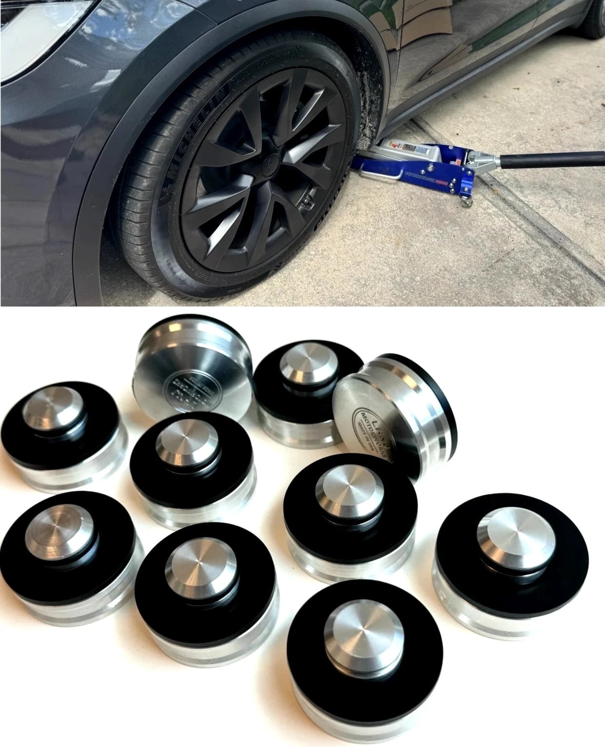 LRNJ MOTORWORKS SET OF 10 LIFT JACK POINT PAD ADAPTERS ALUMINUM WITH ...