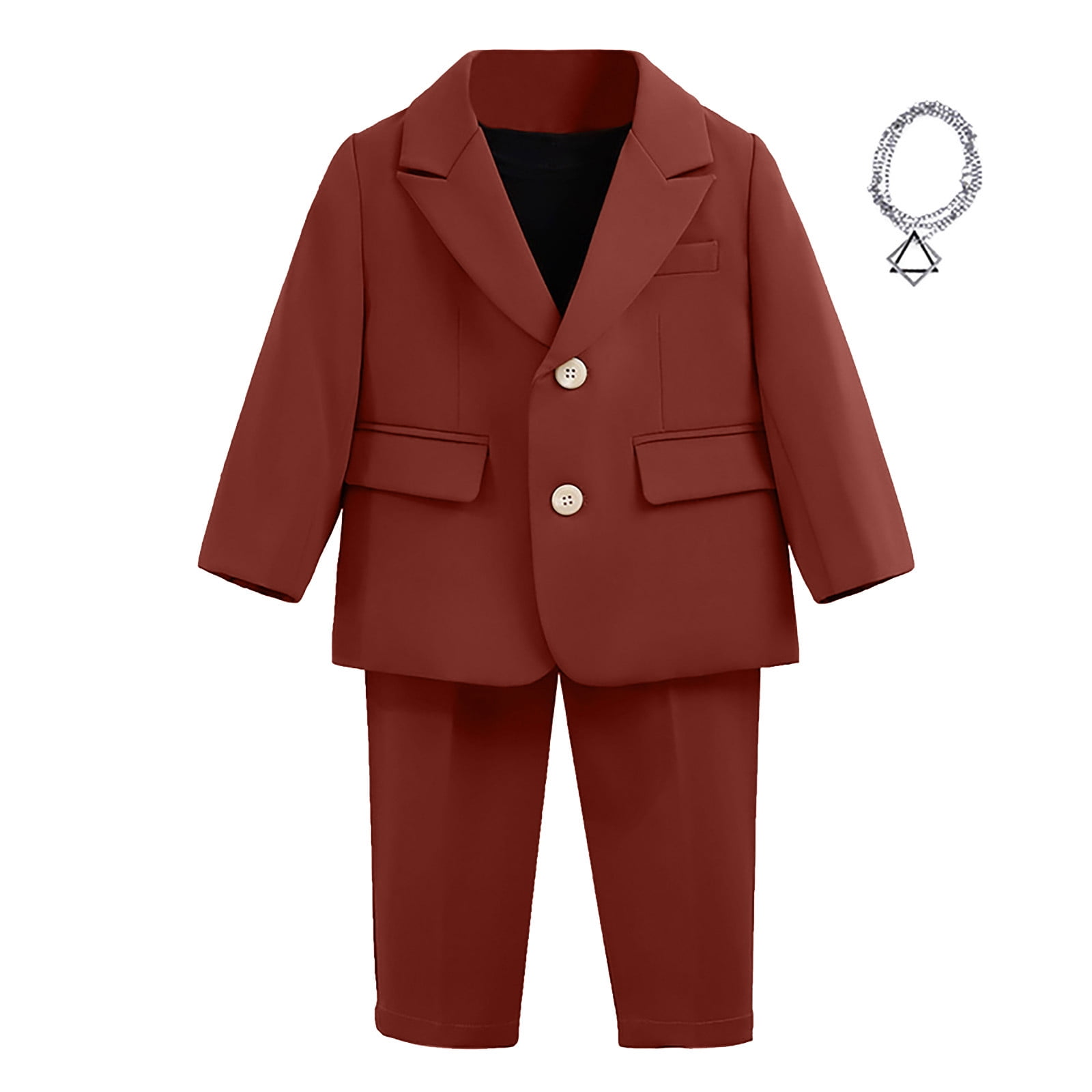 LRen Boys Formal Suit Set Kids 3 Piece Suit Jacket Pants Set with ...