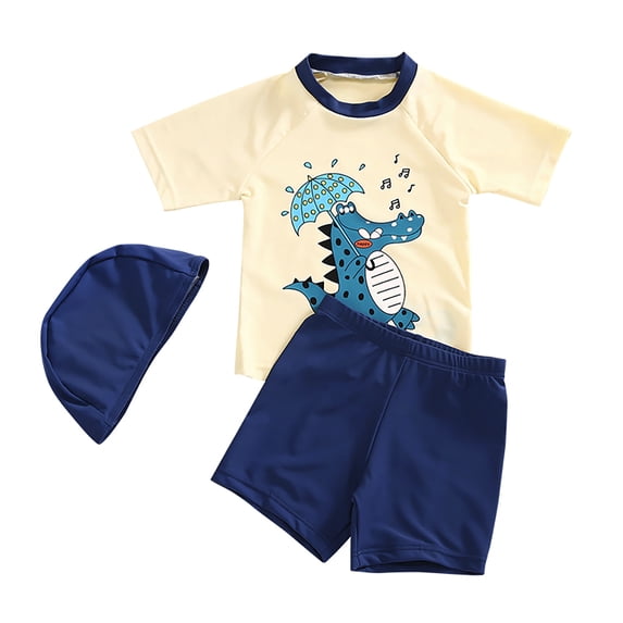 LRen Boys Rash Guard Short Sleeve Swim Set with Swim Trunks Bathing ...