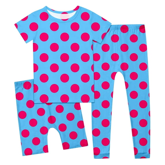 LRen Girls P𝙖𝙟𝙖𝙢𝙖s Size 8, Girls 3 Piece P𝙖𝙟𝙖𝙢𝙖s Outfits Silk Satin Dot ...