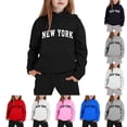 LRen Girls Sweatsuits Size 7 Long Sleeve Bow Print Hoodie Sweatshirt ...