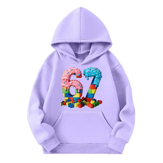 LRen Kids 67 Hoodie Boys Girls Funny Six Seven Number Printed 67 Meme ...