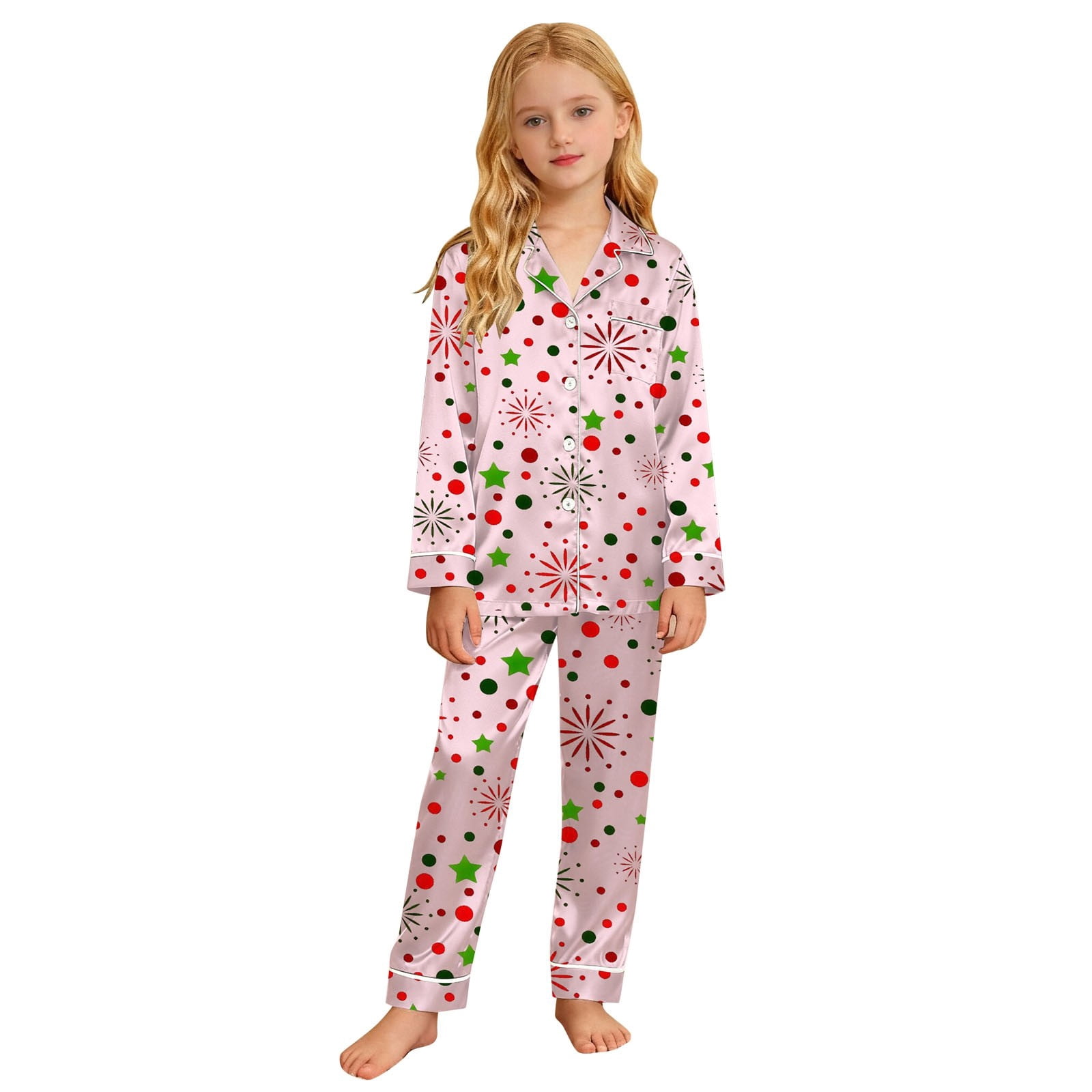 LRen Satin Pajamas for Girls 10-12 Long Sleeve Jammies Kids Satin ...