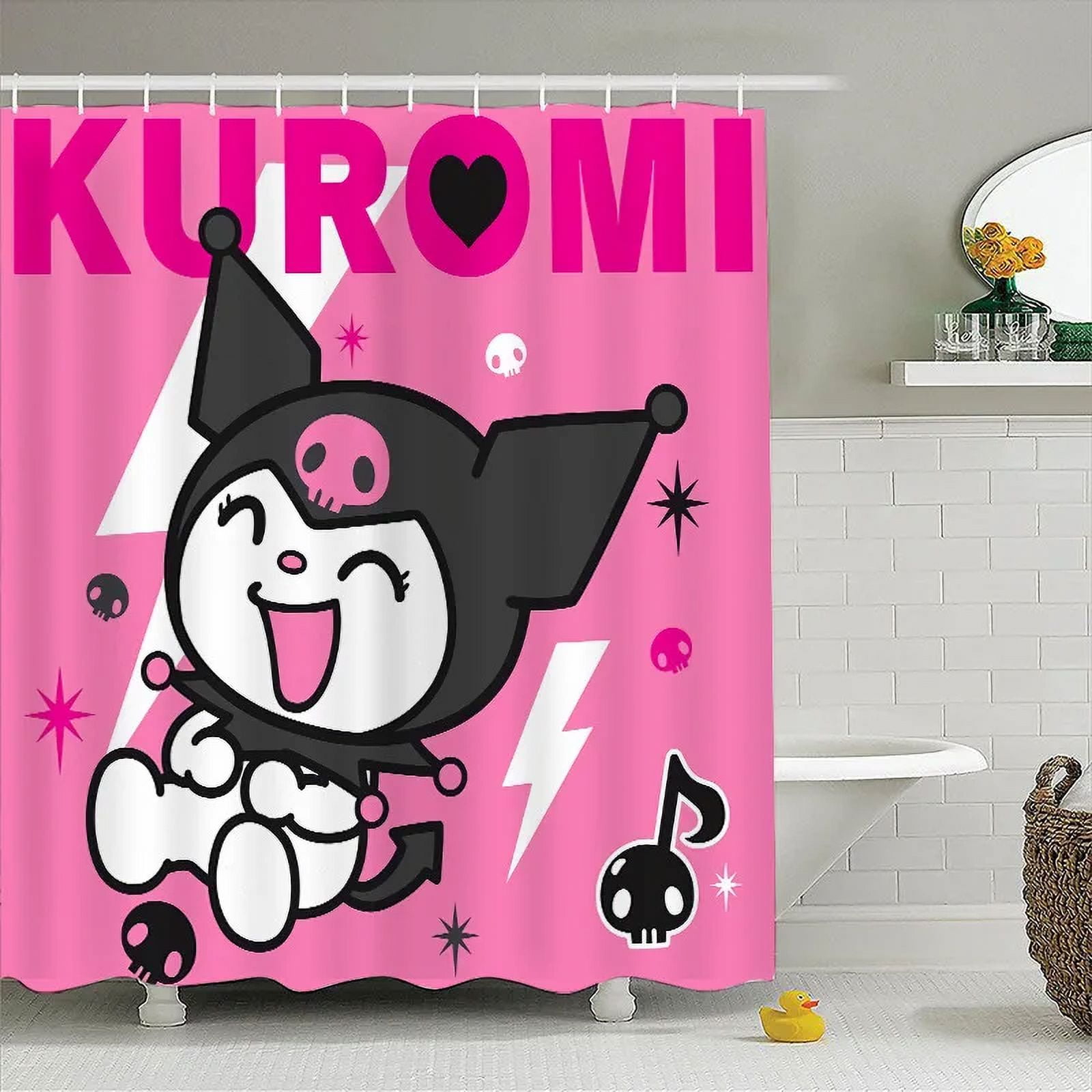 LS 180-200cm Sanrio Kuromi Anime Plush Cartoon Shower Curtains Shower ...
