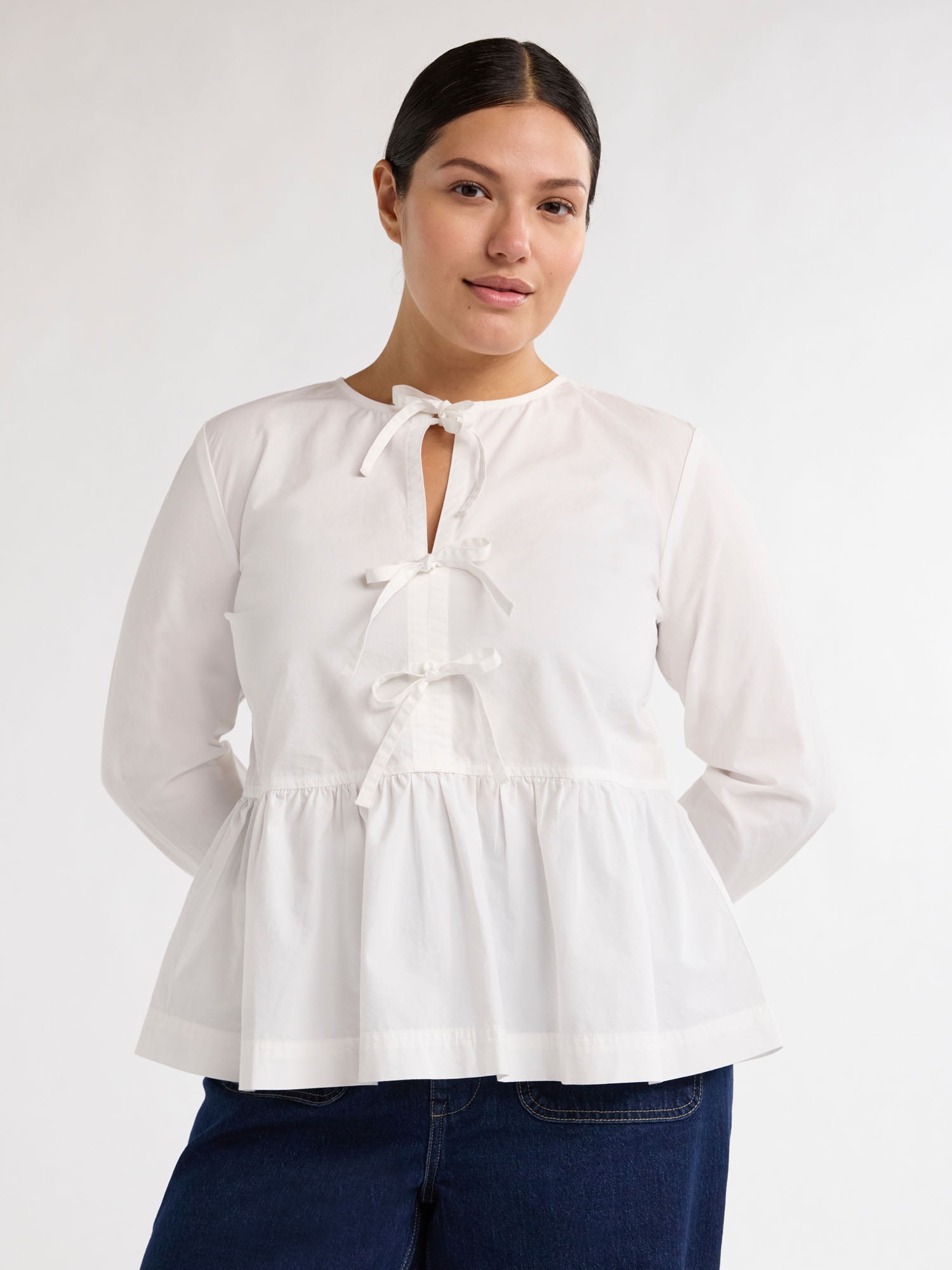 Free Assembly Bow Front Top - women's Plus Size - Walmart.com
