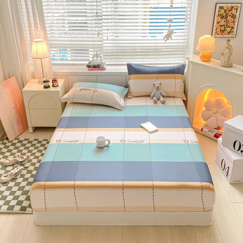 LS Bonenjoy 100% Cotton Fitted Sheet постельное белье Cartoon Bed Sheet ...