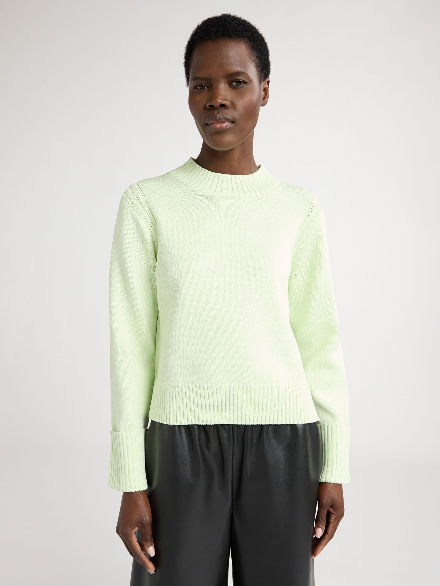 Scoop Women's and Women's Plus Cuffed Sweater, Lightweight, Sizes XS-4X ...