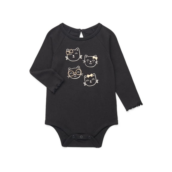 Wonder Nation Baby Girls Bodysuit with Short Sleeves, Sizes 0-24 Months ...