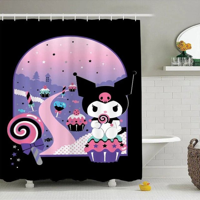 Ls Kawaii Sanrio Shower Curtains Kuromi My Melody Anime Cartoon
