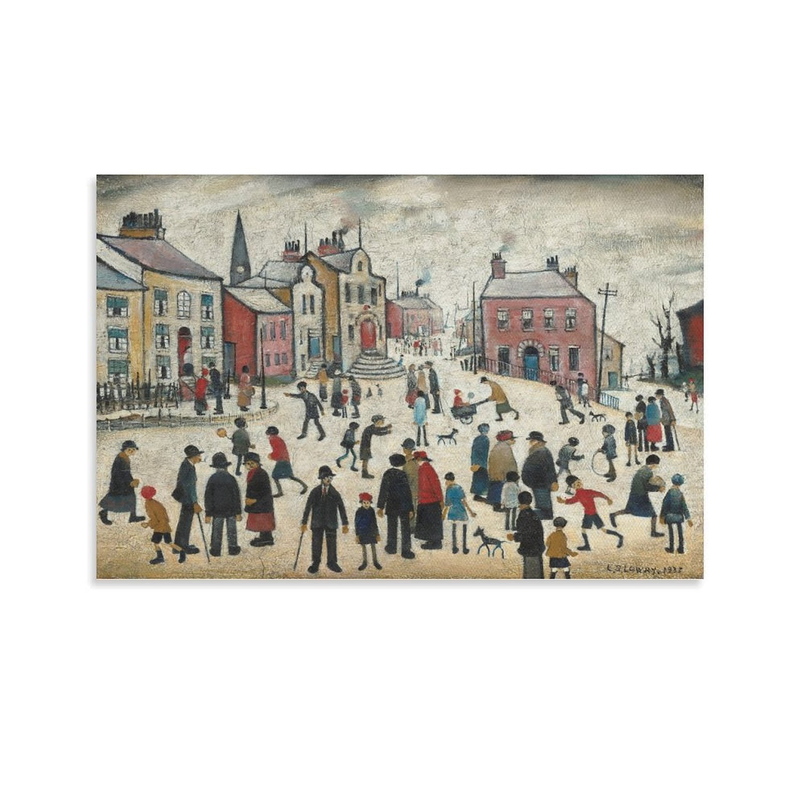 LS Lowry People Standing About Large Canvas Printing Famous Paintings ...