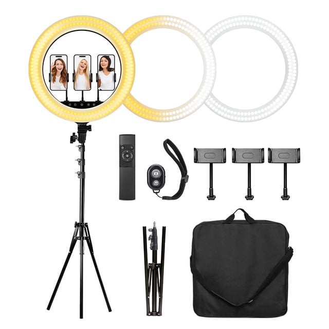 LS Photography [1-Pack]18"LED Ring Light Remote-Control Brightness and ...