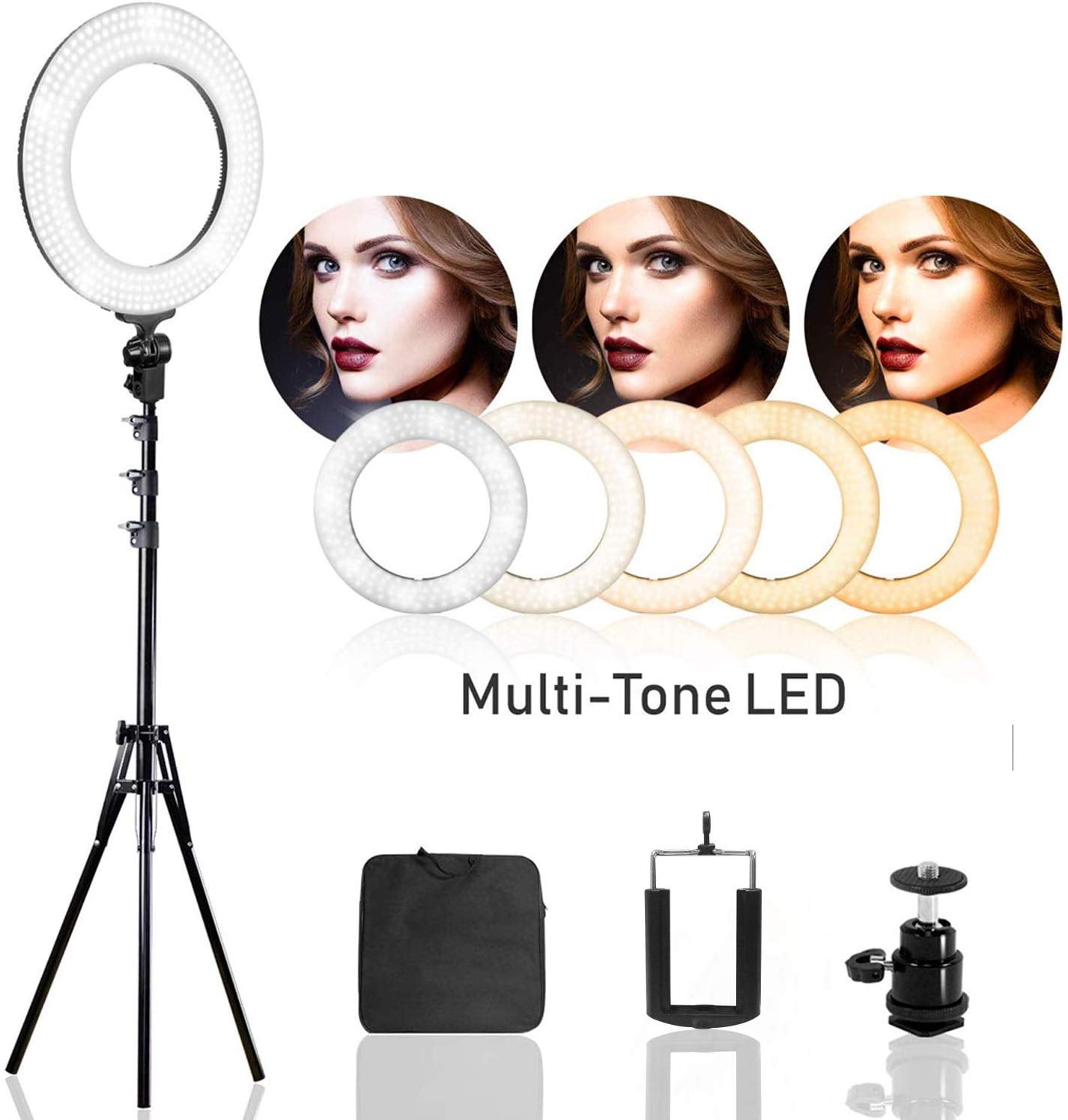 LS Photography 14" Dimmable Dual Colored LED Round Ring Light ...