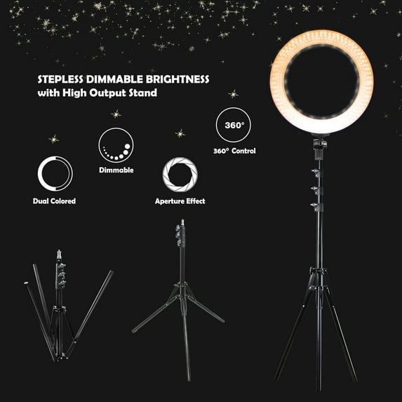 LS Photography 18" Camera Ring Light for YouTube, Video Vlogging ...