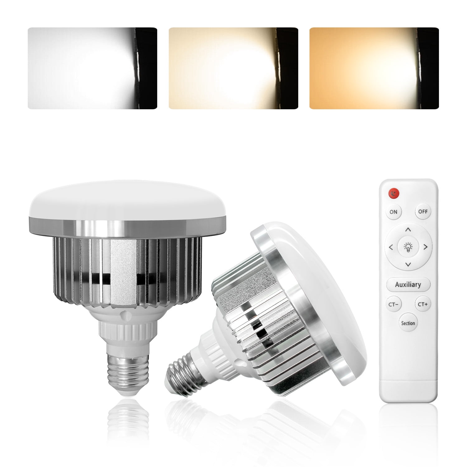 LS Photography [2-Pack] E26/E27 85W Remote Control LED Light Bulb 3 ...
