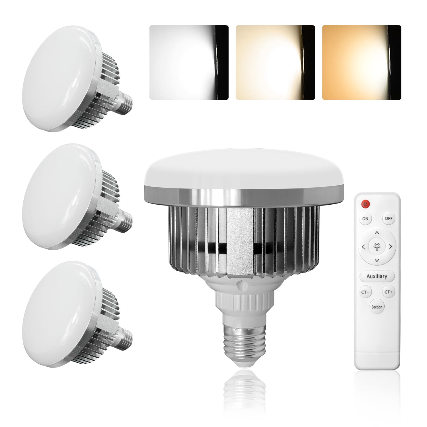 LS Photography [4-Pack] E26/E27 85W Remote Control LED Light Bulb 3 ...