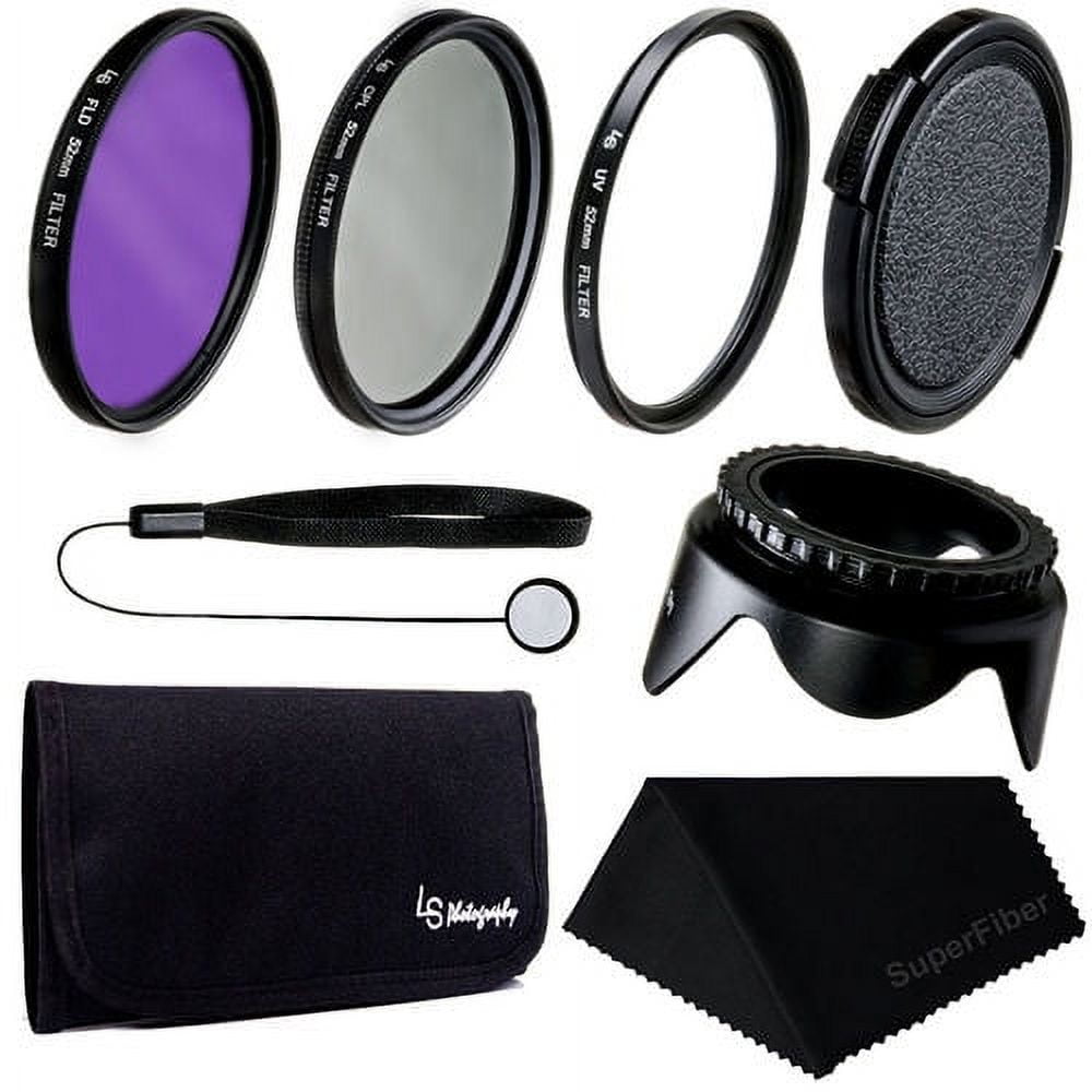 LS Photography 52mm Lens Filter UV CPL FLD Lens Accessory Kit for Nikon ...
