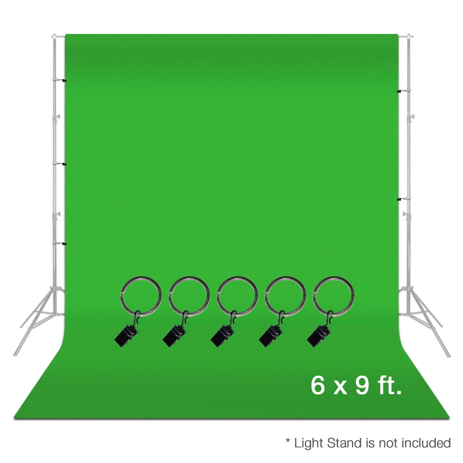 LS Photography 6 x 9 ft. Green Muslin Backdrop with Ring Metal Holding ...