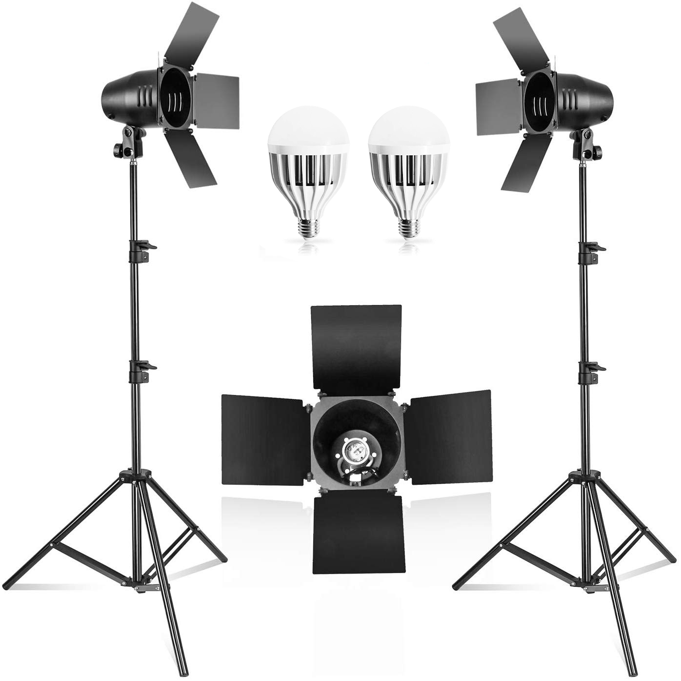 LS Photography LED Barndoor Light Stand Kit Continuous Light, Set of 2 ...