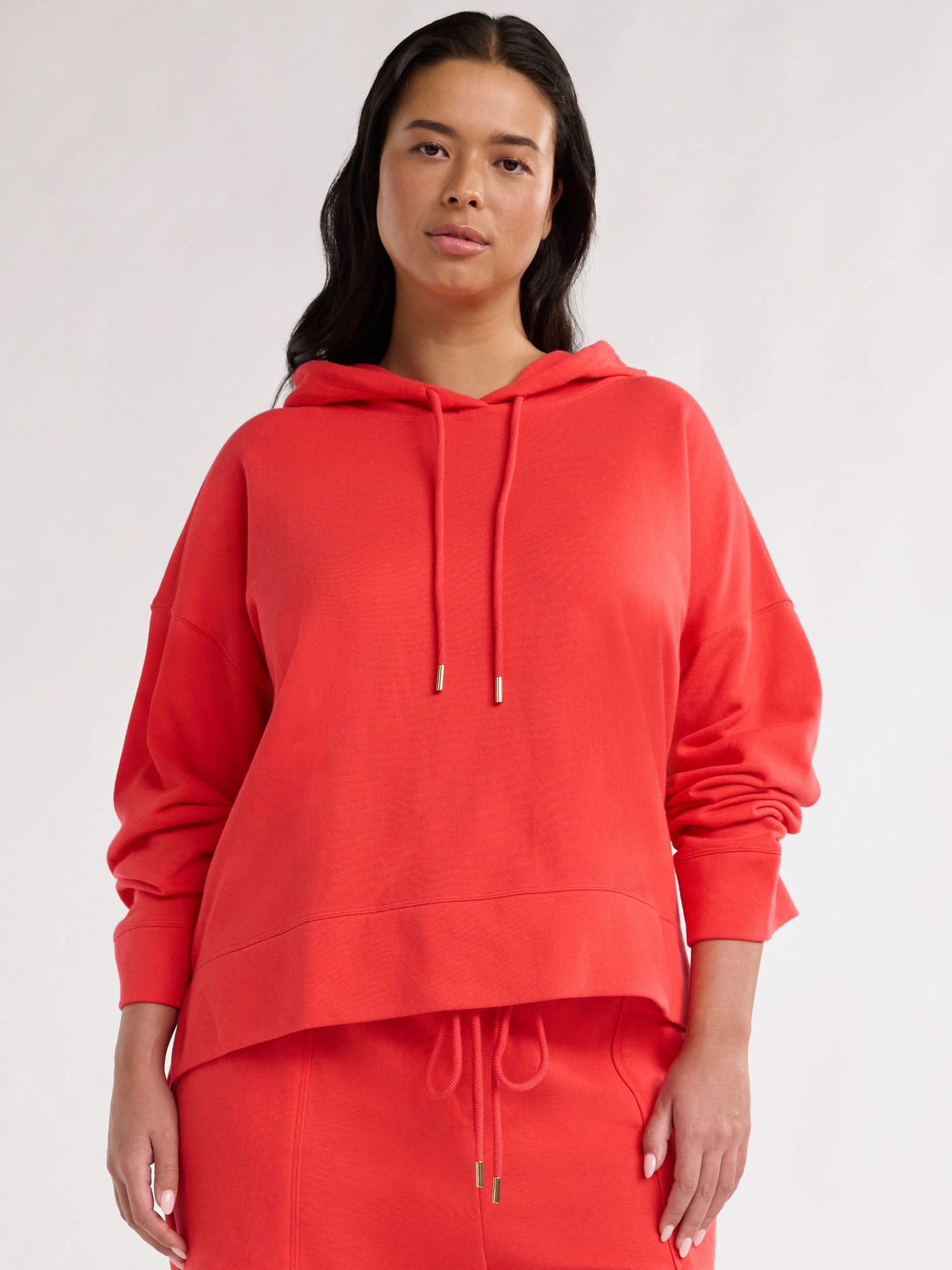 Free Assembly Women's and Women's Plus French Terry Cloth Hoodie with ...