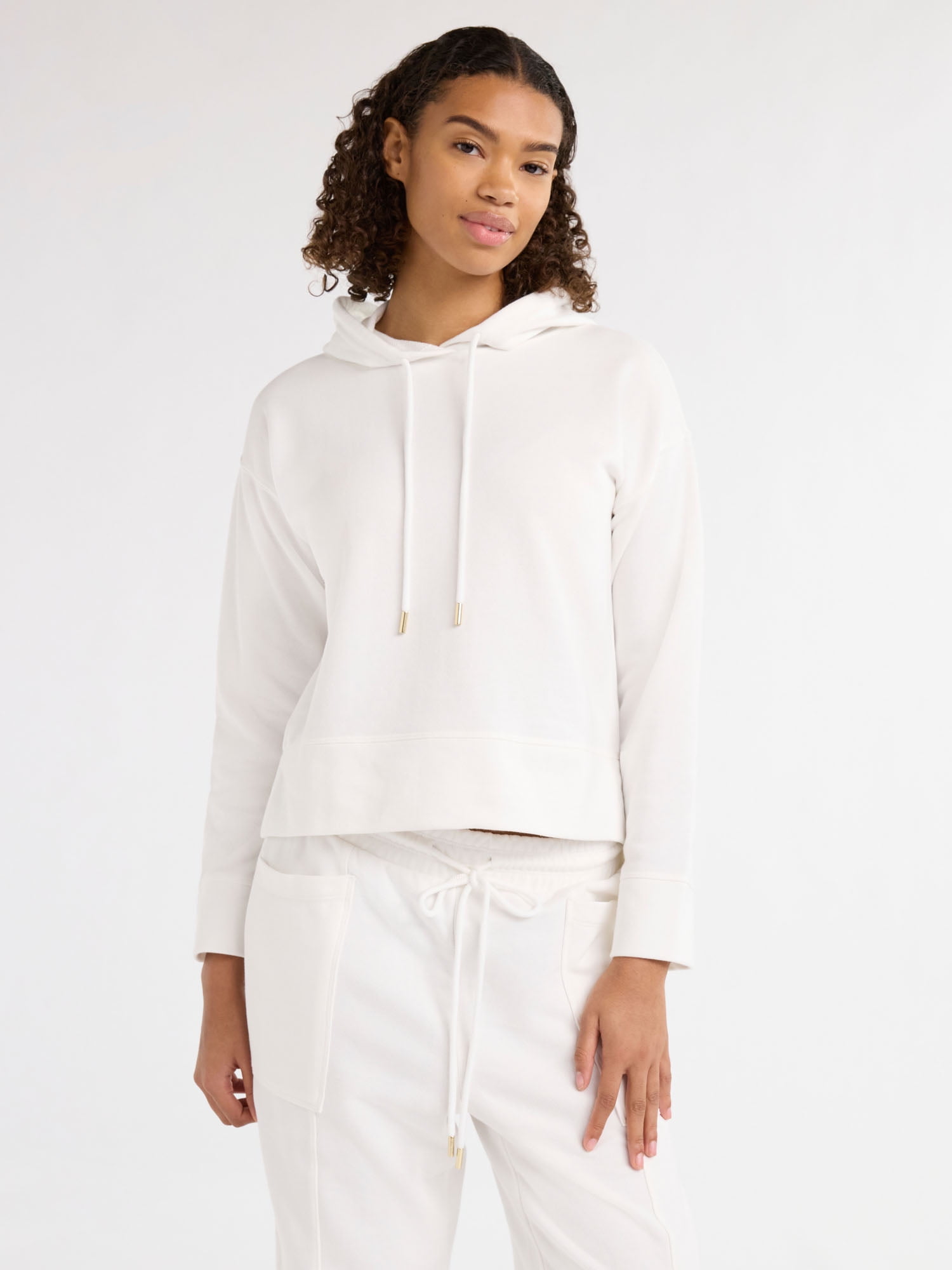 Free Assembly Women's and Women's Plus French Terry Cloth Hoodie with ...