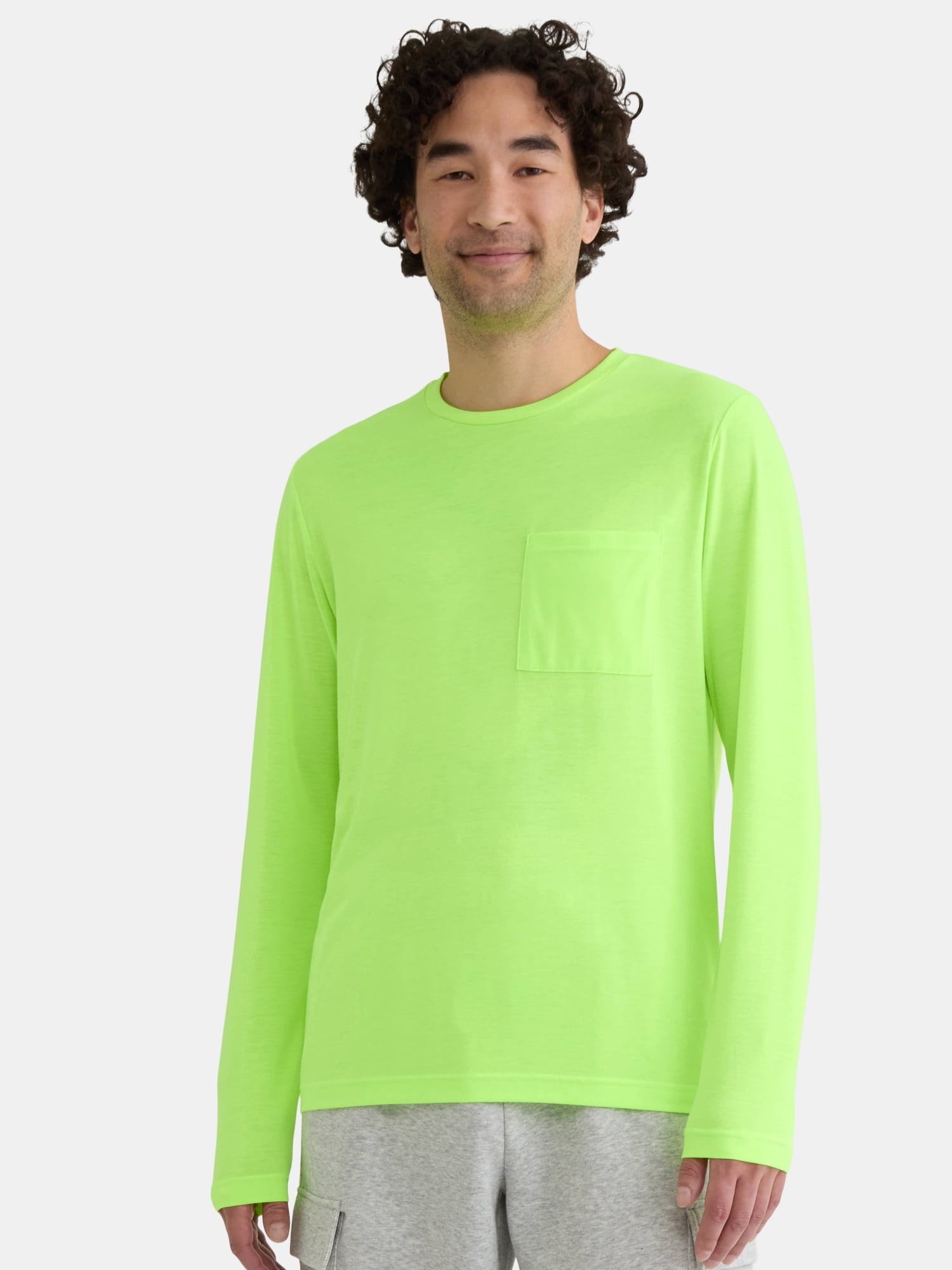 Athletic Works Men's and Big Men's Tri Blend Long Sleeve Pocket Tee ...