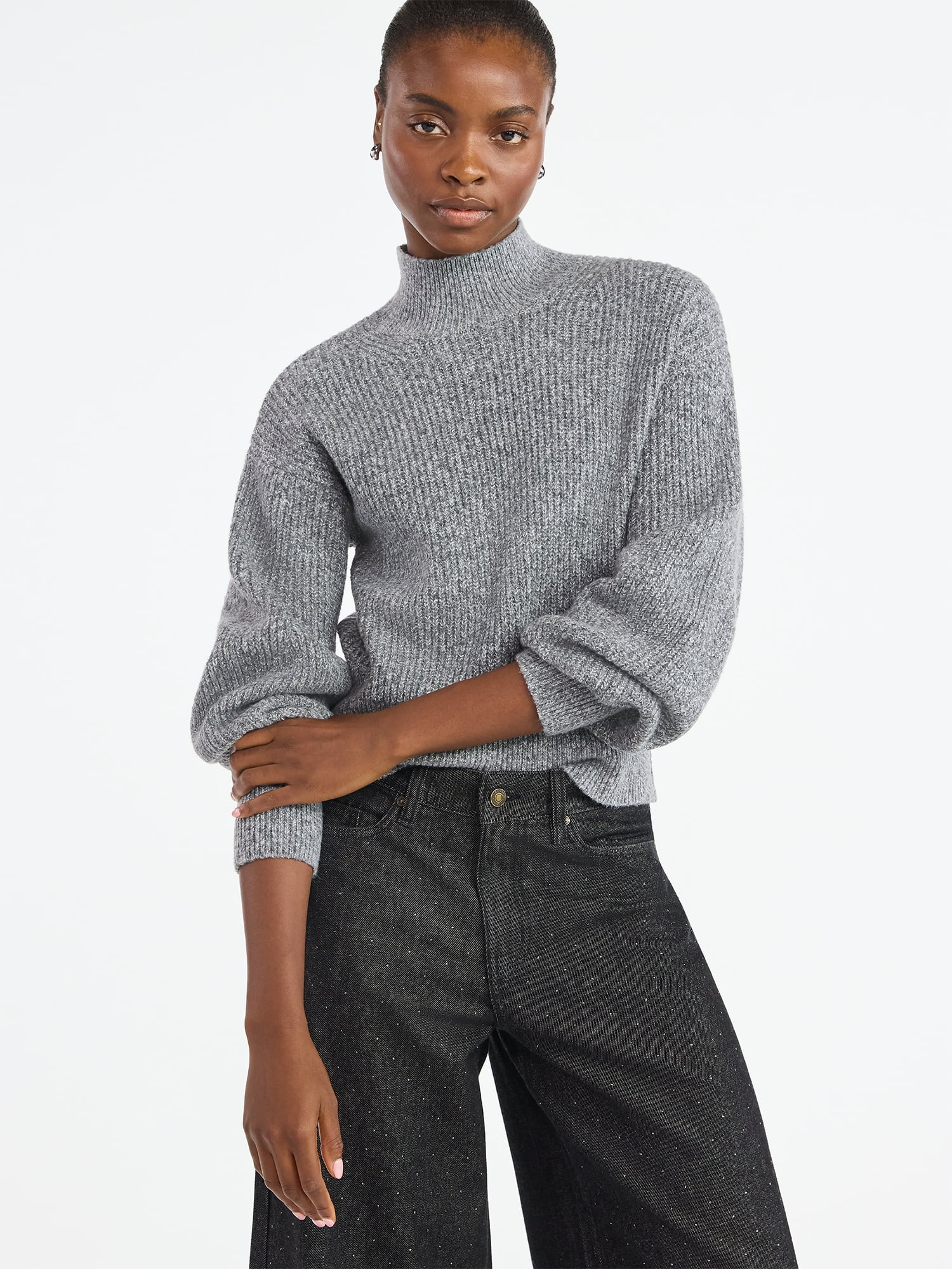 Scoop Women's Shaker Stitch Turtleneck Sweater, Lightweight, Sizes XS ...