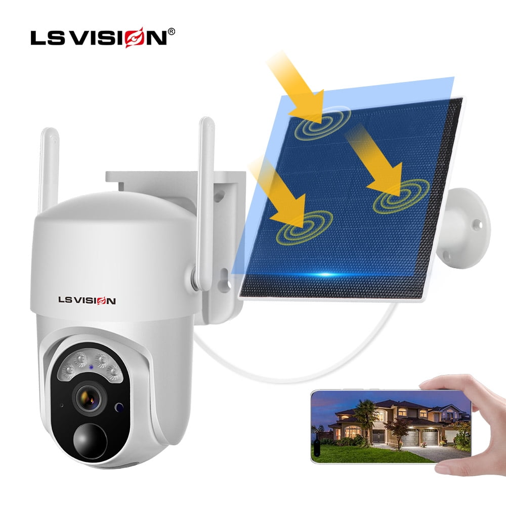 LS VISION 3MP PTZ Wireless Security Camera System WIFI IP Outdoor Solar ...