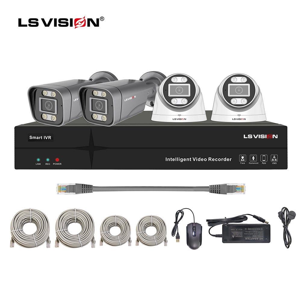 LS VISION 8CH 4MP NVR Home Camera POE Security Camera System CCTV AI ...
