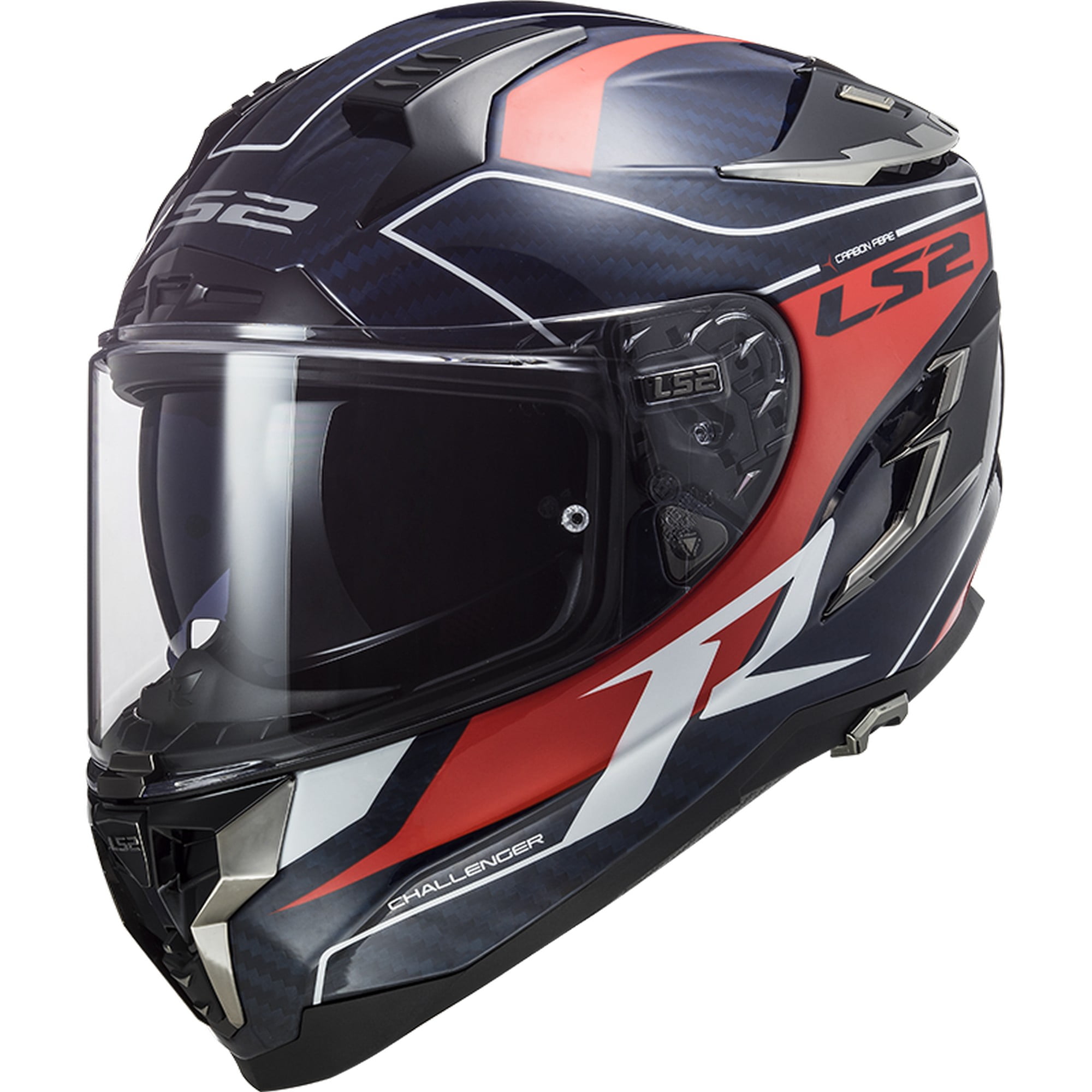 LS2 Challenger Carbon Carver Motorcycle Helmet Blue/Carbon/Red MD ...