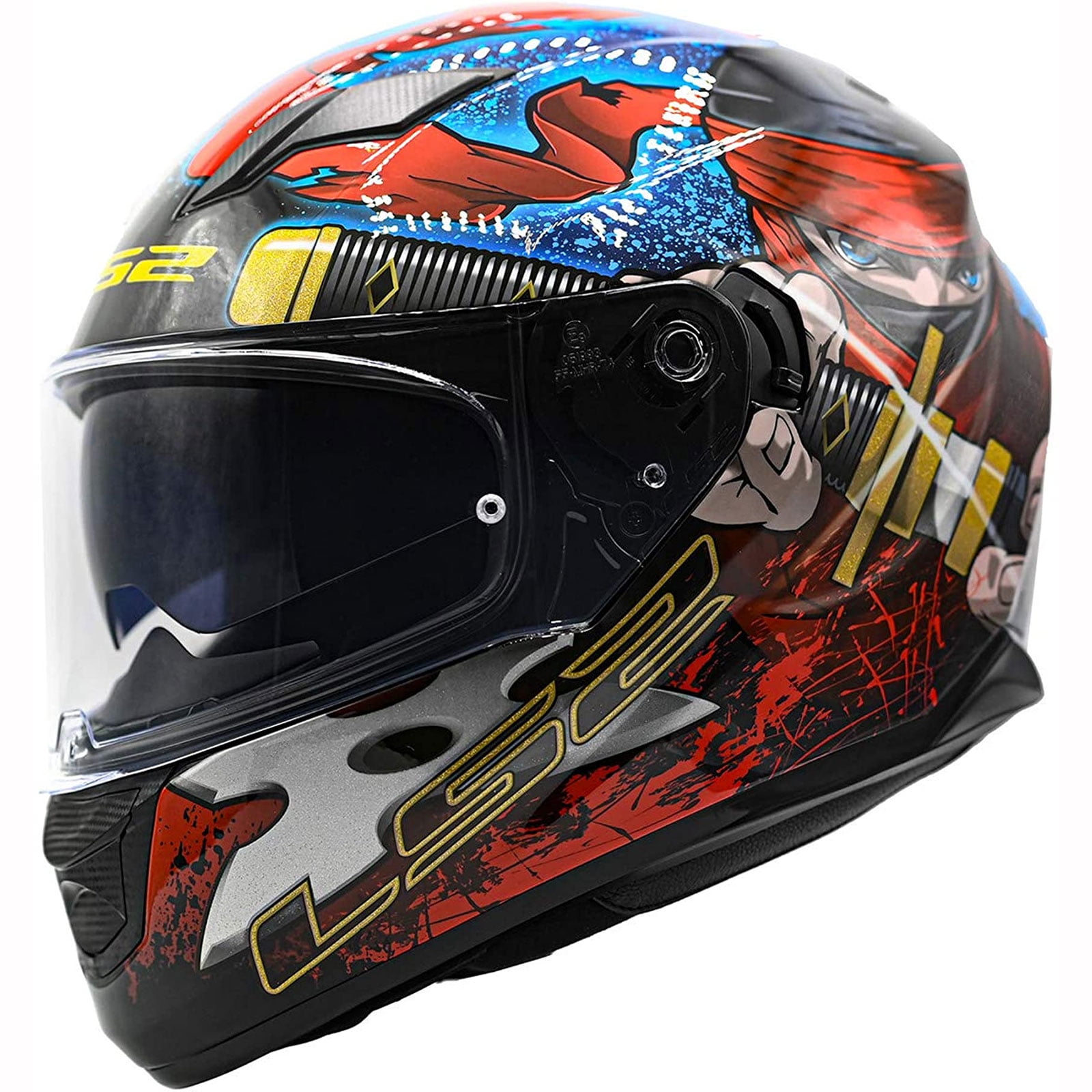 LS2 Helmets Ninja Stream Street EVO Full Face Motorcycle Helmet, Red ...