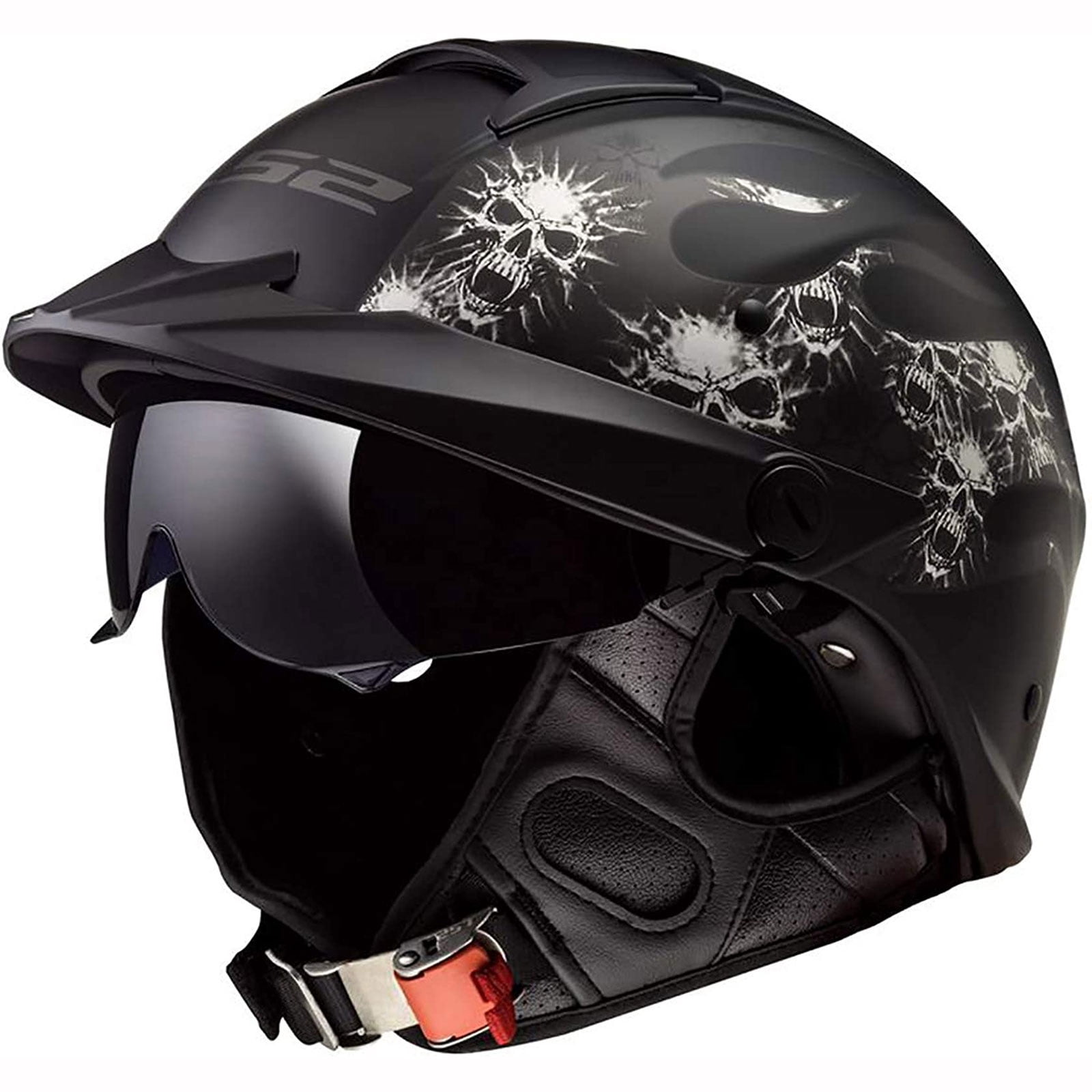 LS2 Helmets Rebellion Motorcycle Half Helmet - Bones Graphic 590-1114 ...
