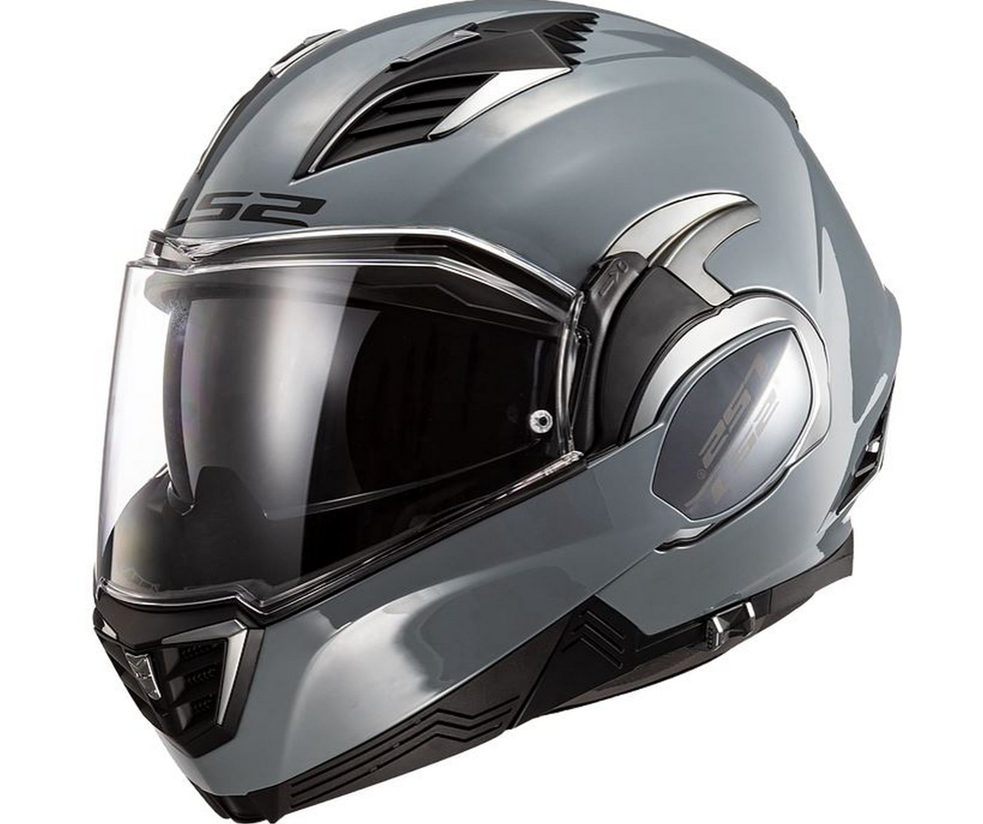 LS2 Valiant II Solid Modular Motorcycle Helmet Gloss Battleship Gray LG ...