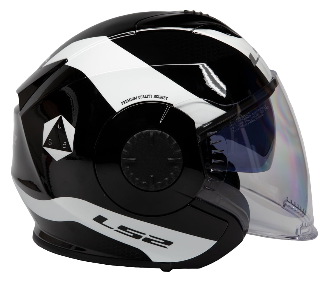 LS2 Verso OF570 Rave Open Face Motorcycle Helmet White/Black XS ...